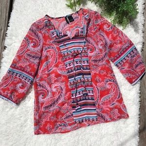 new directions | Tops | New Directions Blouse Paisley Boho 34 Sleeve S ...